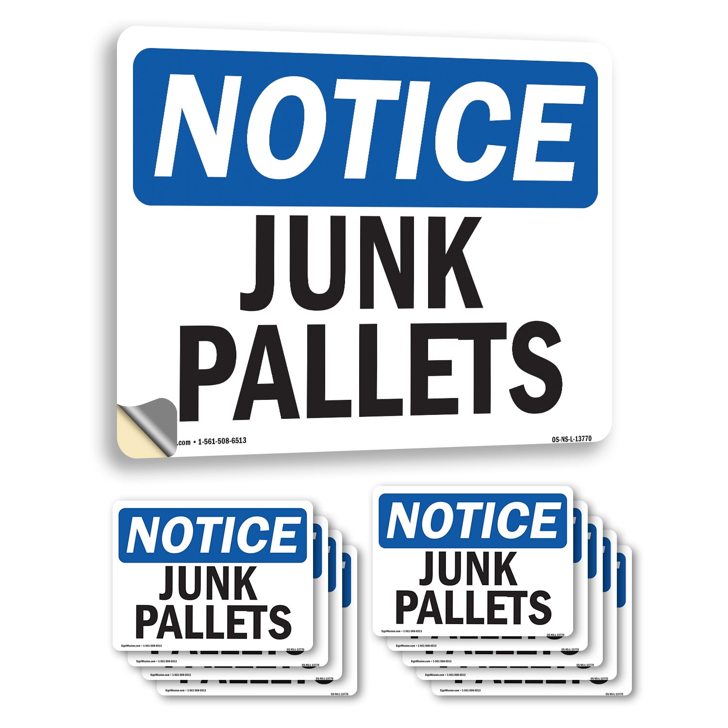 Junk Pallets OSHA Notice Vinyl Decal Label 14 Inch x 10 Inch - 10 Pack ...