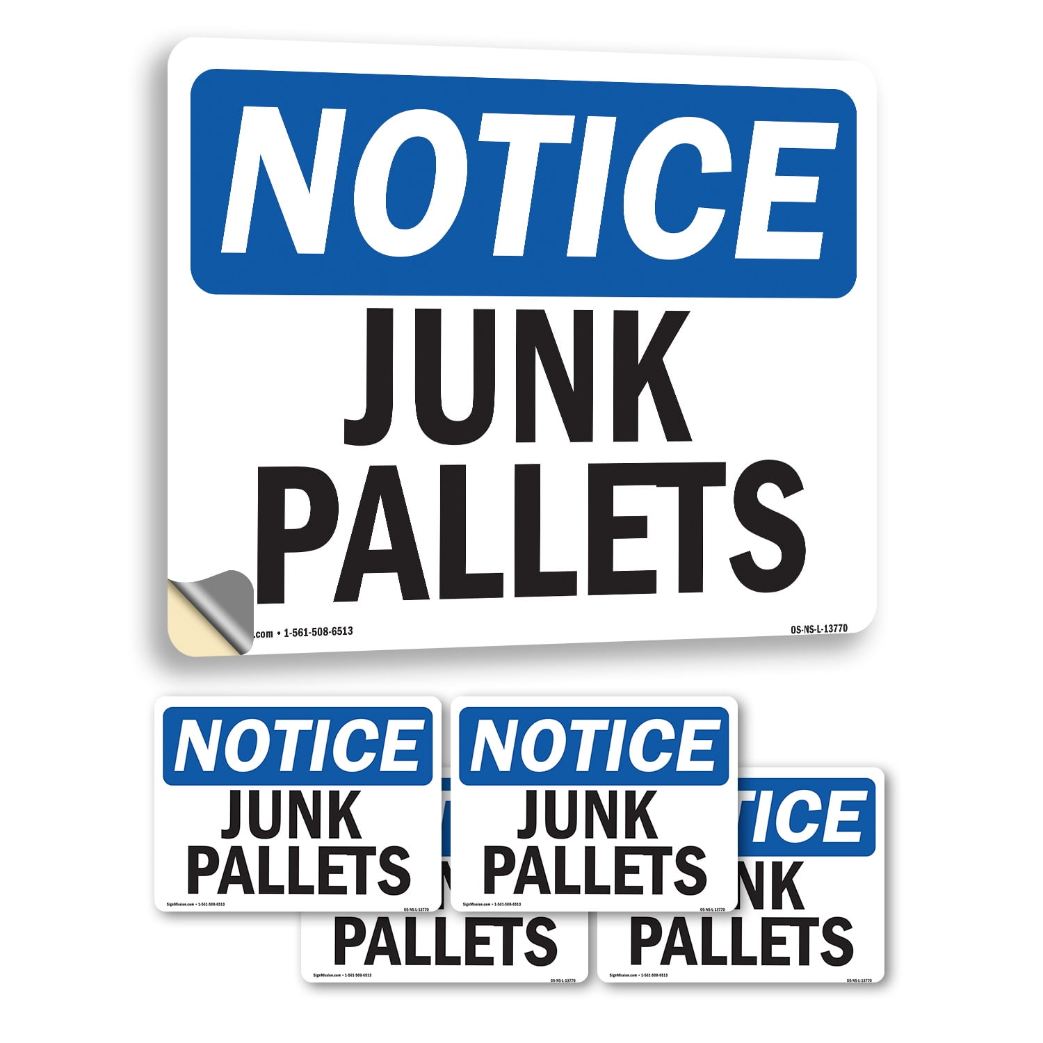 Junk Pallets OSHA Notice Vinyl Decal Label 24 Inch x 18 Inch - 5 Pack ...