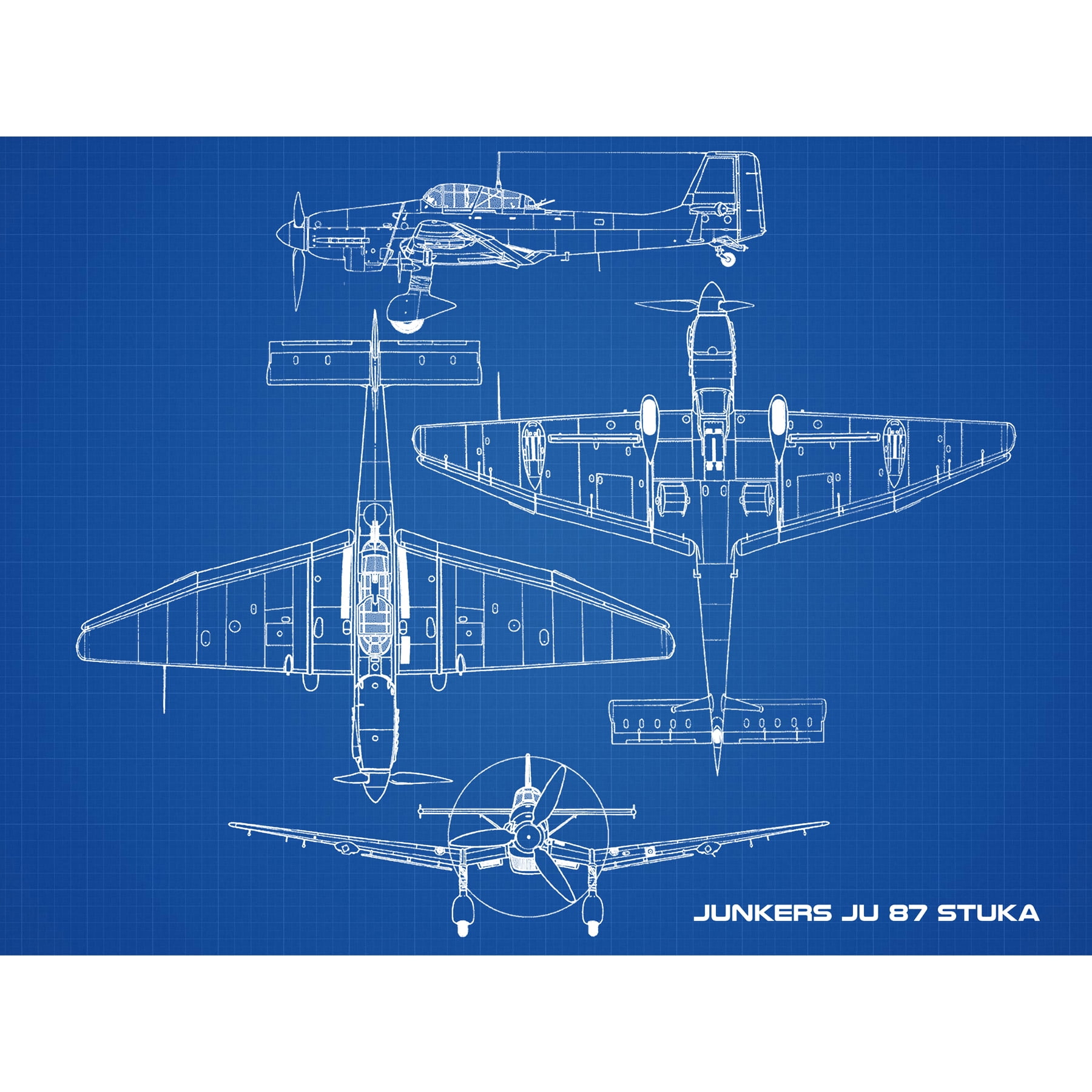 Junkers Ju 87 Stuka Aircraft Plane Blueprint Plan Extra Large XL Wall ...