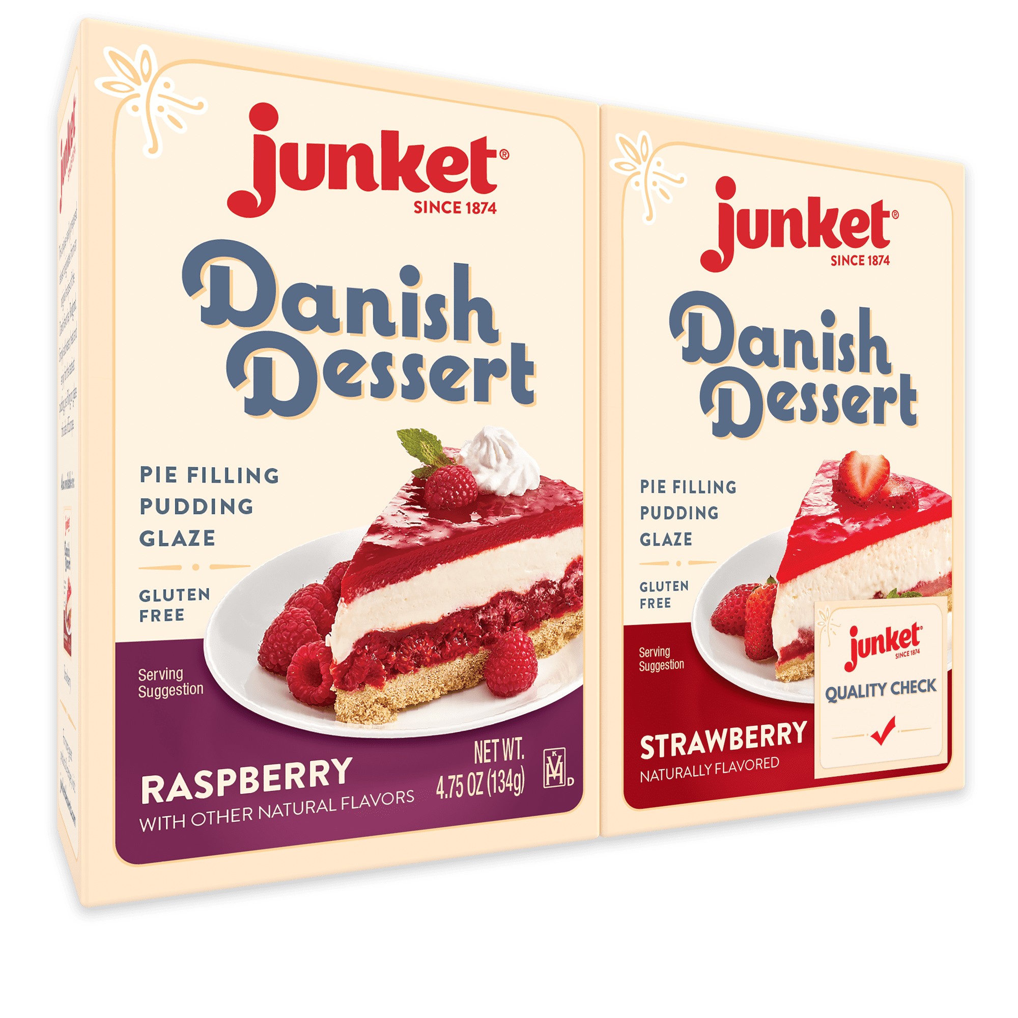 Junket Danish Dessert Mix Strawberry and Raspberry (Variety Pack of 2 ...