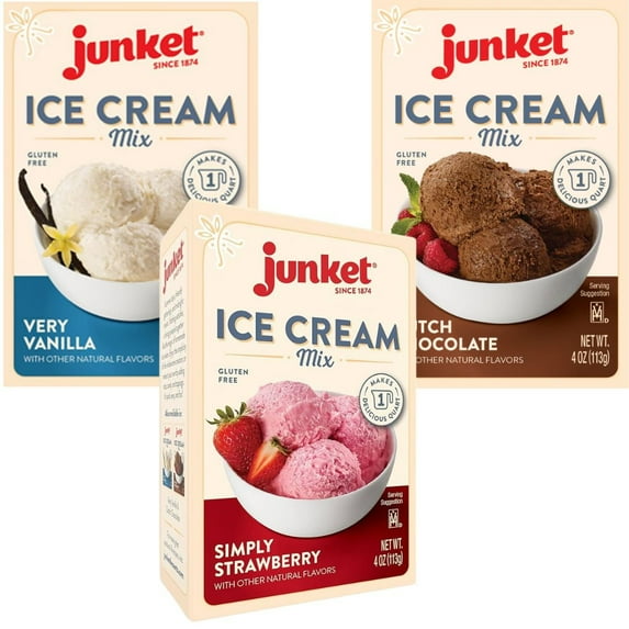 Junket Ice Cream Mix, Homemade Variety Pack, Vanilla, Strawberry ...