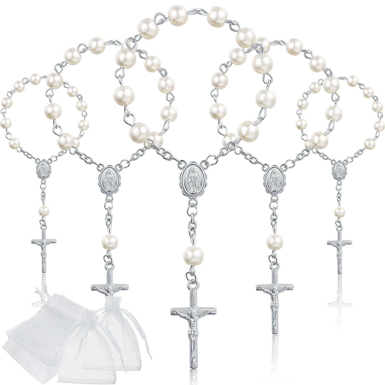 Junkin 30 Pieces Baptism KEF16 Rosary Acrylic Rosary Beads Ivory Color ...