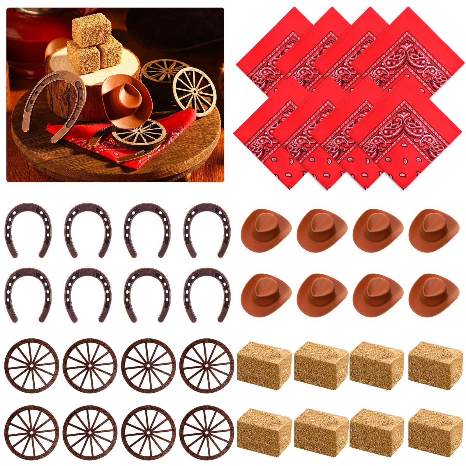 Junkin 40 Pcs Western SBF3 Party Decorations Mini Horseshoes Crafts ...