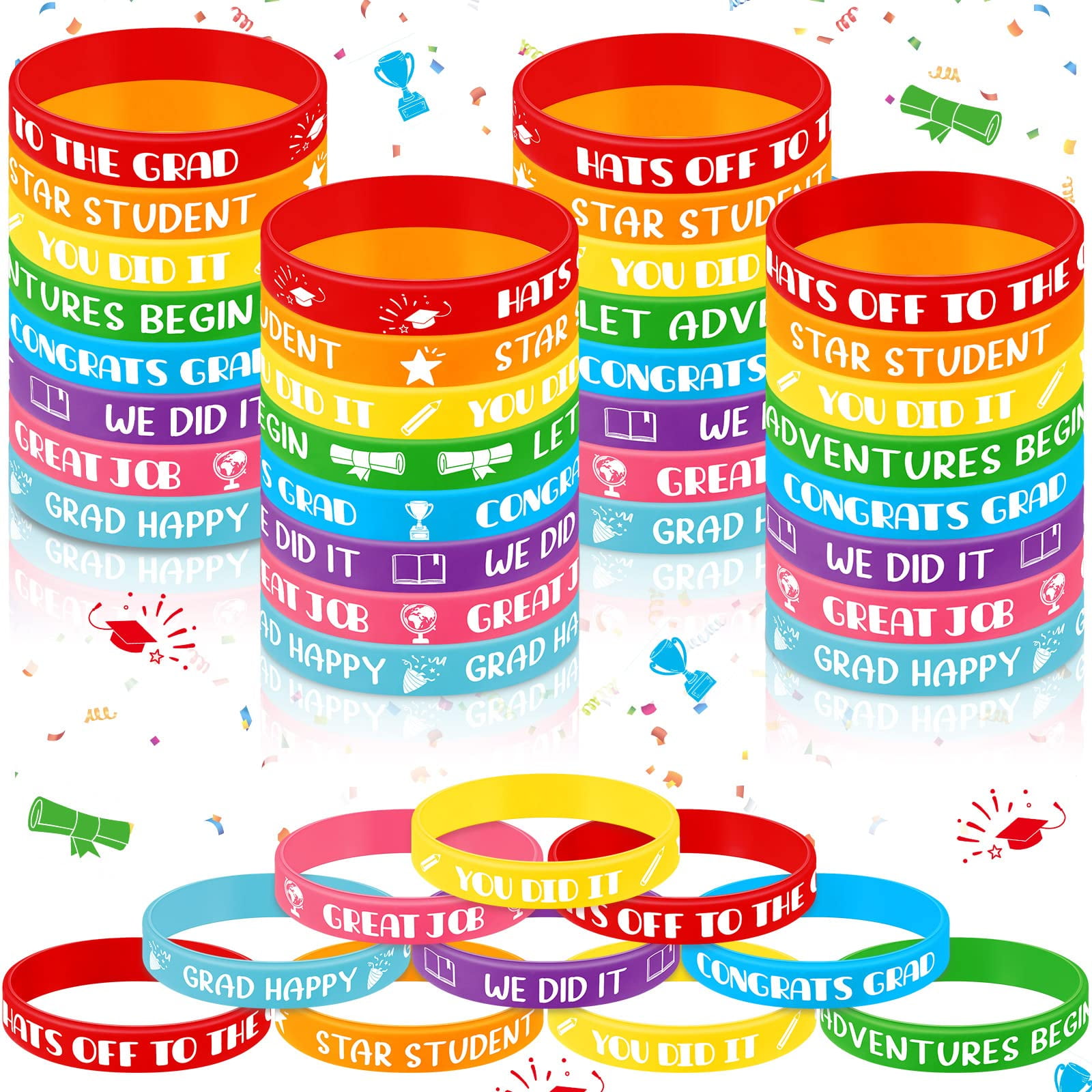 Junkin 48 Pcs Kindergarten SSF20 Graduation Bracelets Colorful of 2025 ...