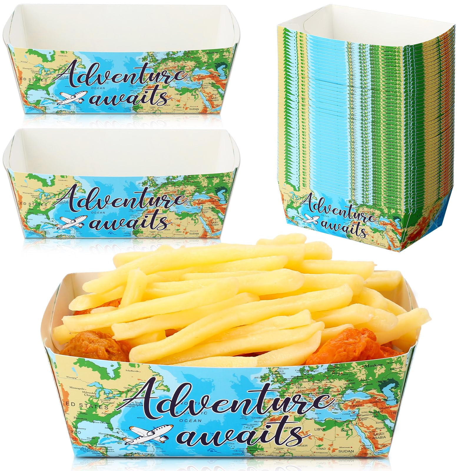 Junkin 50 Pcs Adventure AIF4 Awaits Supplies Travel Food Trays World ...