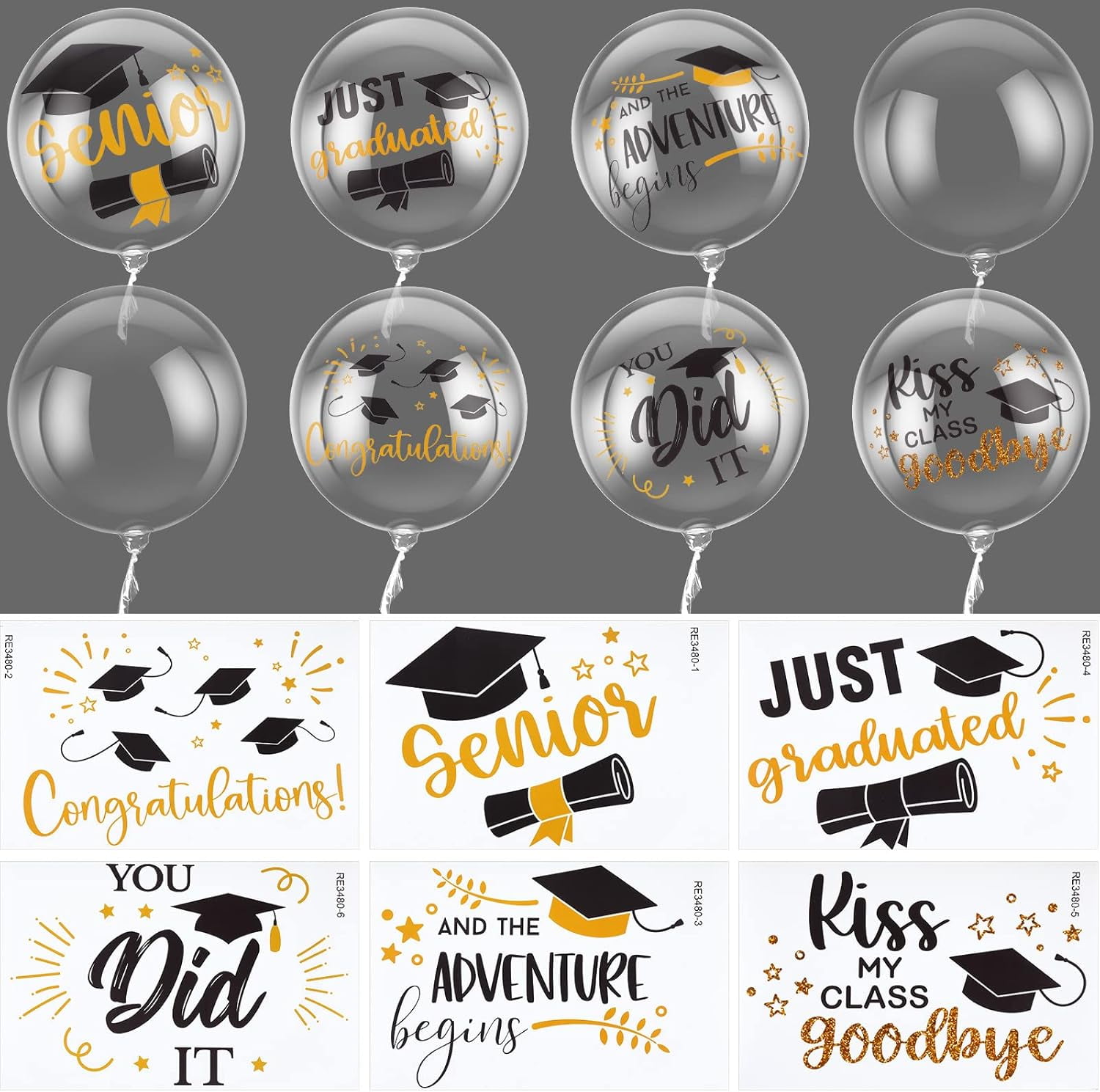 Junkin 72 Pcs Graduation Bobo Balloon and Stickers Decor Include 24 ...