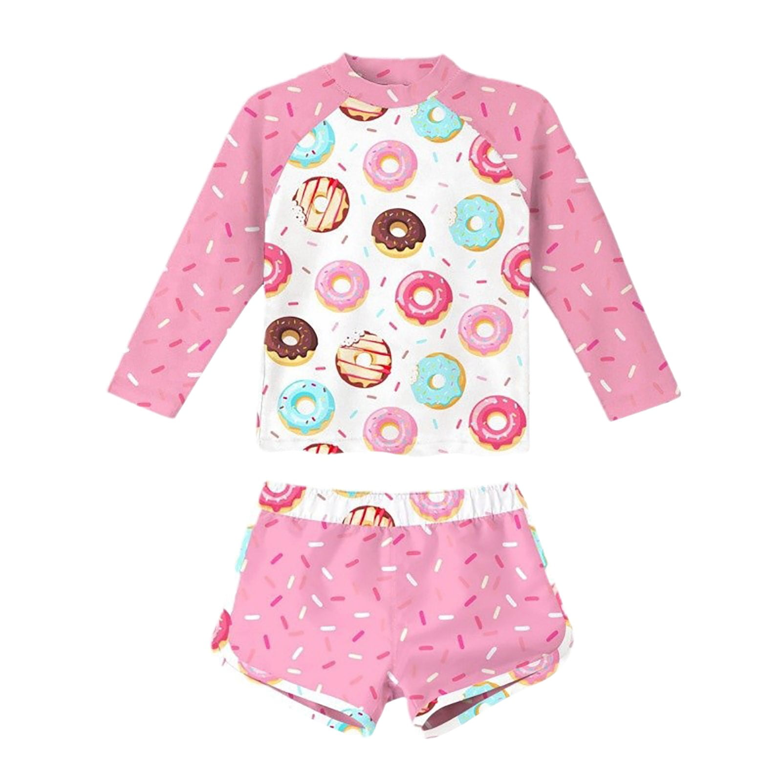 Junlike Girls Long Sleeve Rash Guard Sets Surfing Swimsuit Two Piece ...