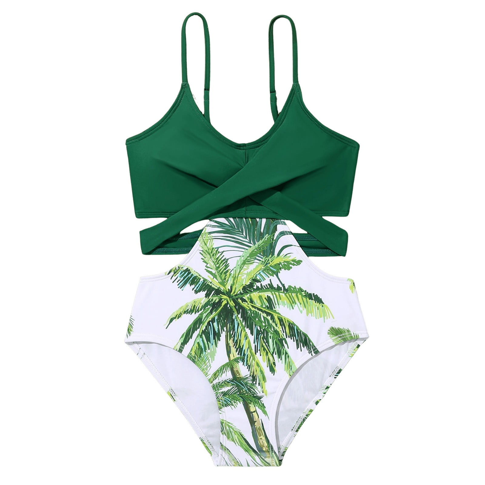 Junlike Girls' Swimwear Teen Girl Personalized Cut Out Printed One ...