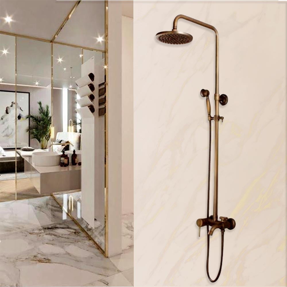 Juno Antique Polished Brass Shower Head Bathroom Vintage Shower Set ...