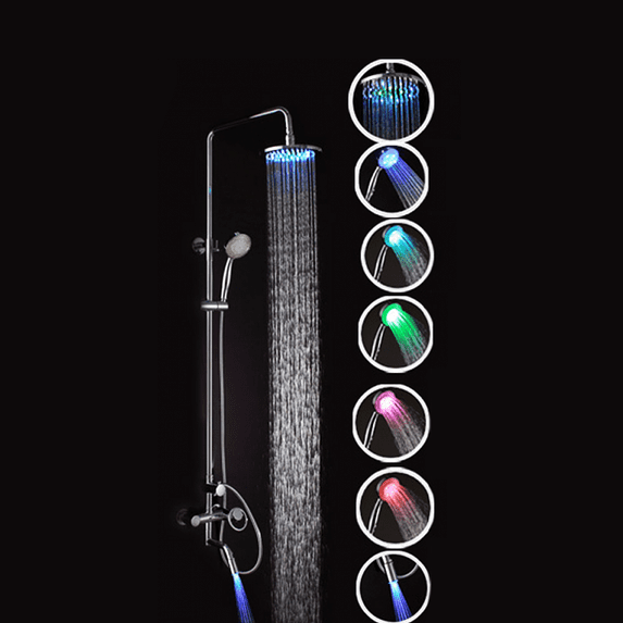 Juno Brass Finish LED Rainfall Wall Mount Shower Set - Handheld Shower ...