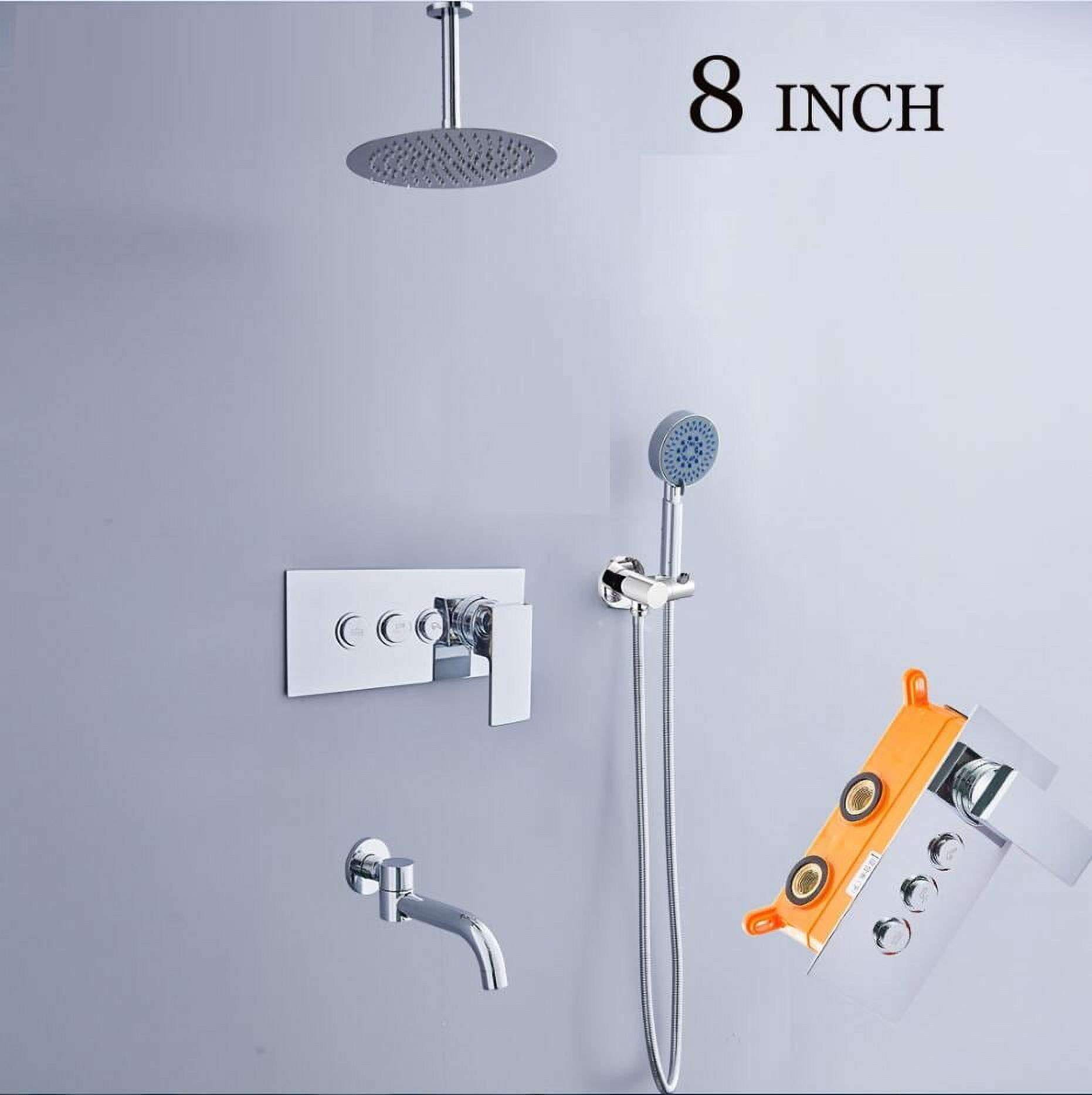 Juno Ceiling Mount 3 Way Shower Set Rainfall Shower Head With Triple ...