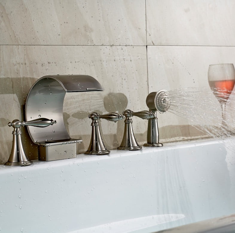 Juno Deck Mount Bathtub Faucet with Handheld Body Shower - Walmart.com