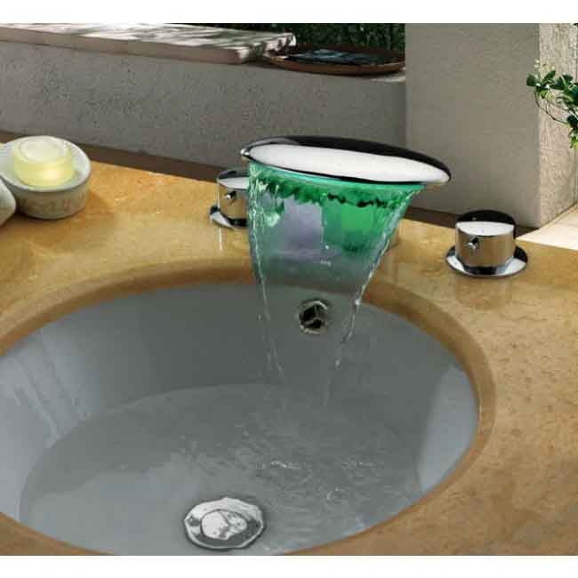 Juno Deck Mounted Waterfall LED lighted Bathroom Sink Faucet - Walmart.com