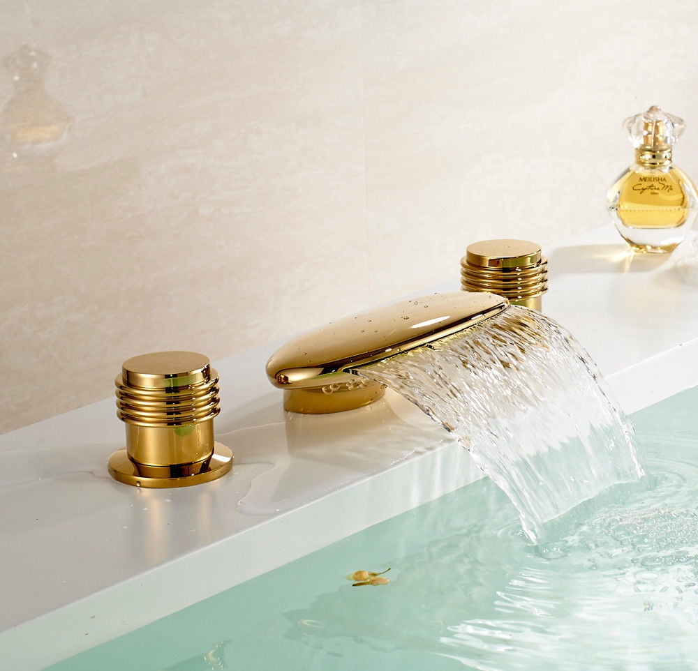 Juno Dual Handle Gold Finish / Oil Rubbed Bronze Finish Waterfall Bath ...