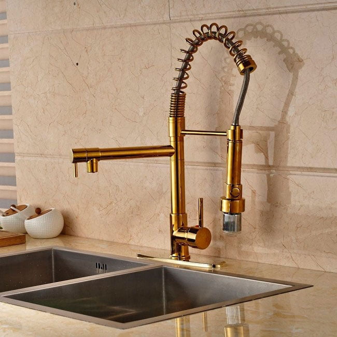 Juno Gold Finish LED Kitchen Faucet with Pullout Tap & Mixer - Walmart.com