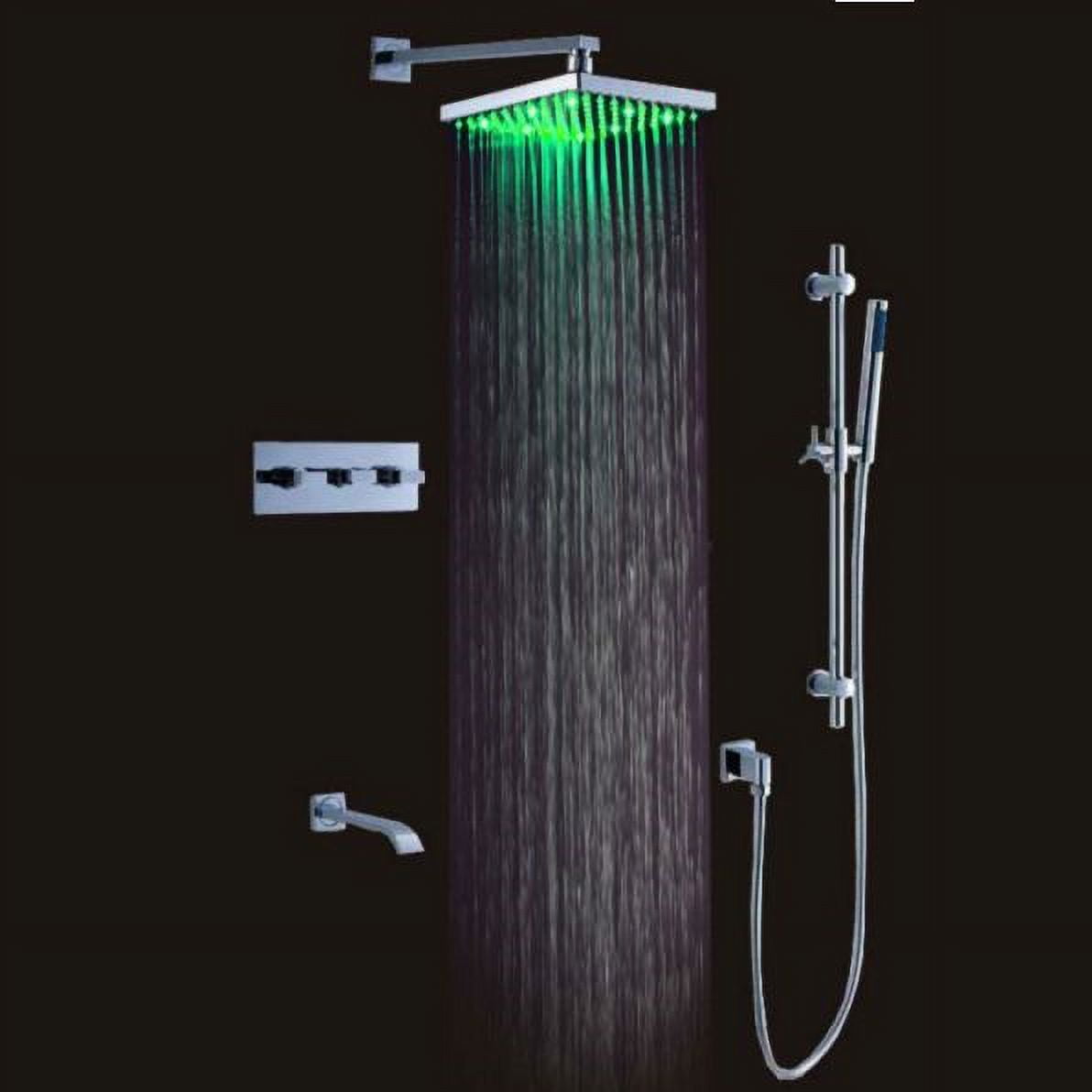Juno LED Square Shower Head with Handheld Shower & Shower Faucet ...