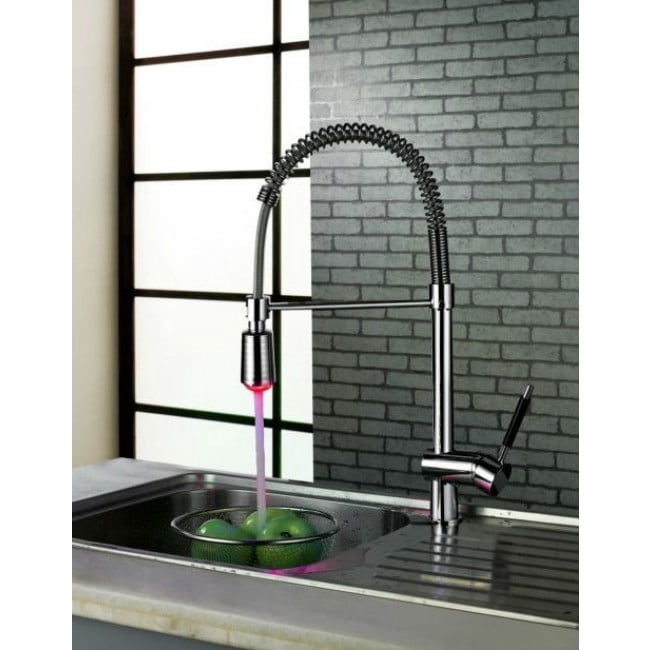 Juno LED Water Powered Single Handle Pull Down Kitchen Sink Faucets ...