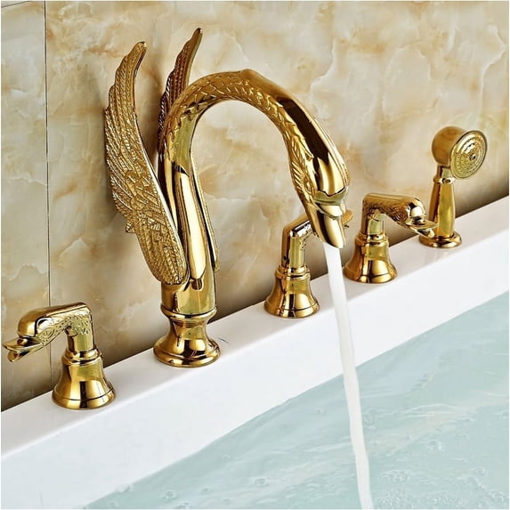 Juno Multi Colir Finish Swan Bathtub Faucet with Hand Held Shower ...