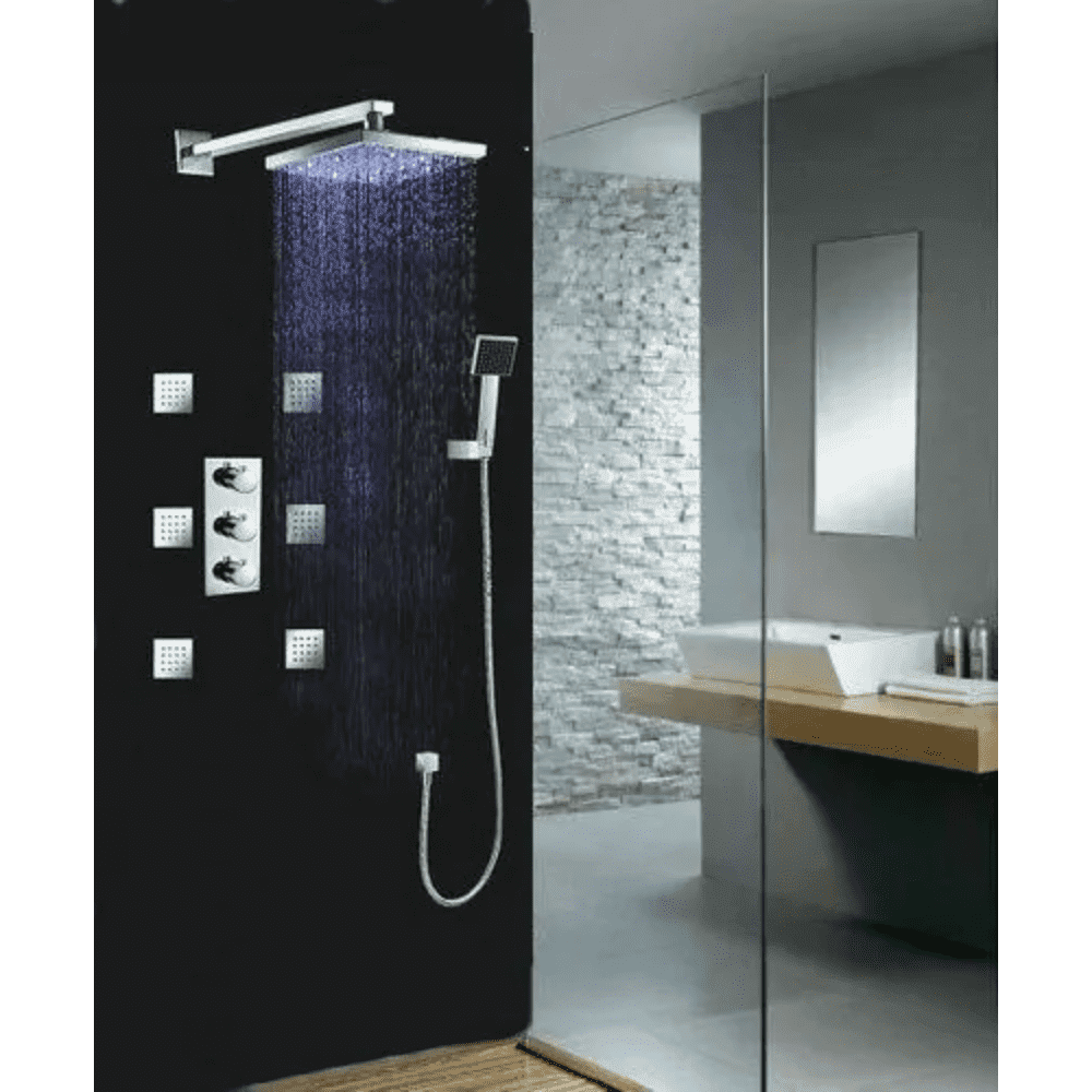 Juno Multi Color Water Powered Led Shower with Adjustable Body Shower ...