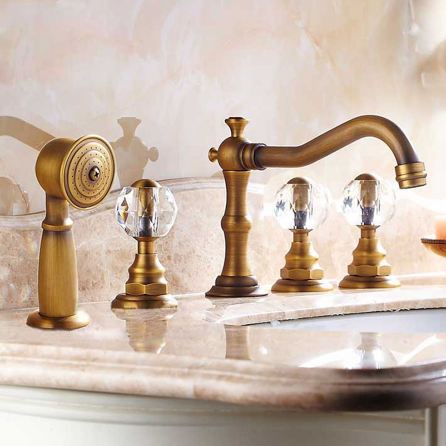 Juno Raelynn Bath Tub Widespread Faucet With 3 Crystal Handles 5pcs ...