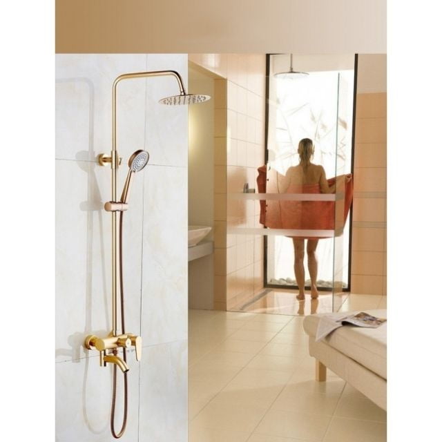 Juno Round Luxury Gold 8 Inches Bathroom Shower with Handheld Shower ...