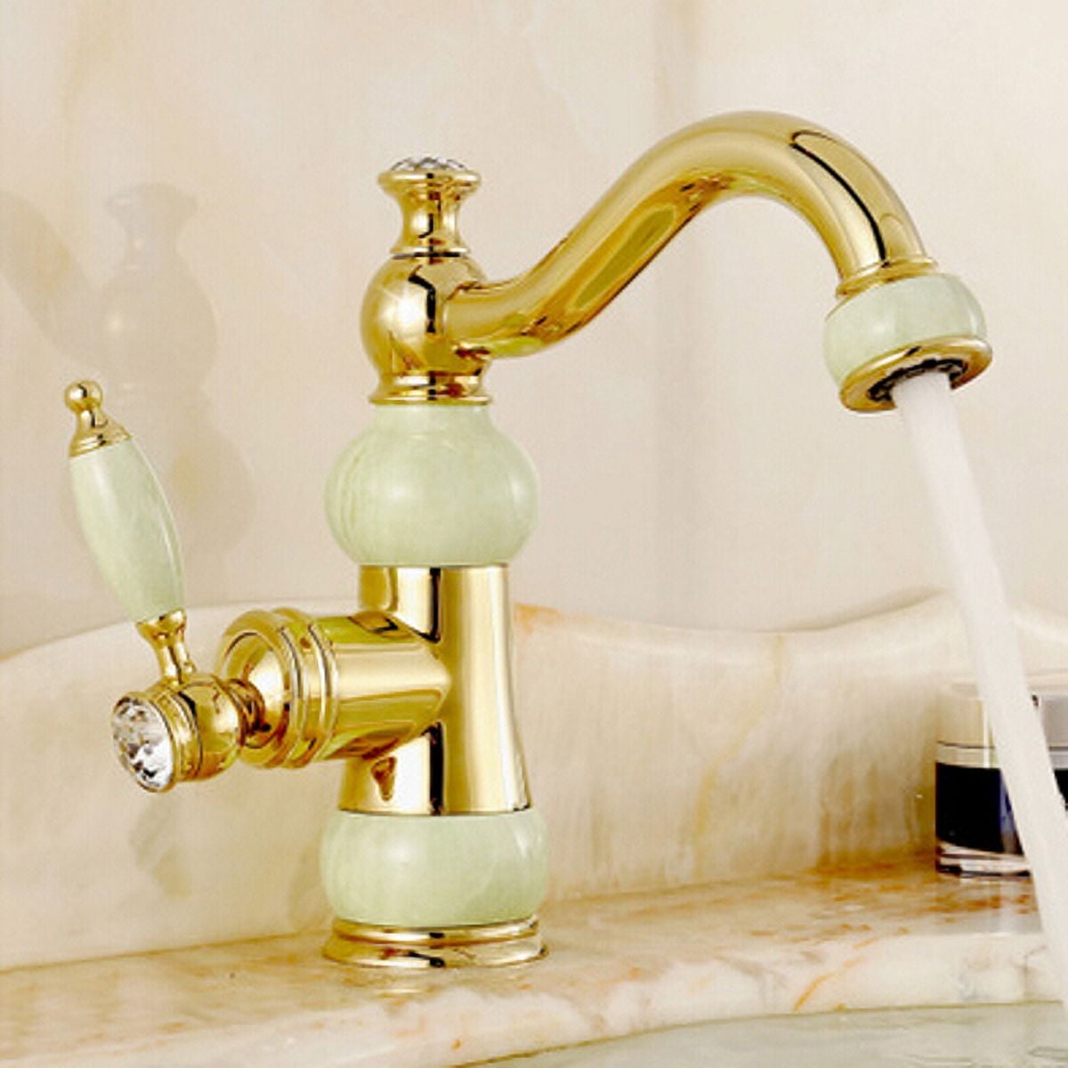 Juno Short Gold Single Handle Brass Marble Designer Kitchen Faucet ...