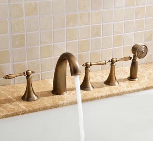 Juno Solid Brass Antique Design Bathroom Bath-Tub Deck Mount Faucet ...