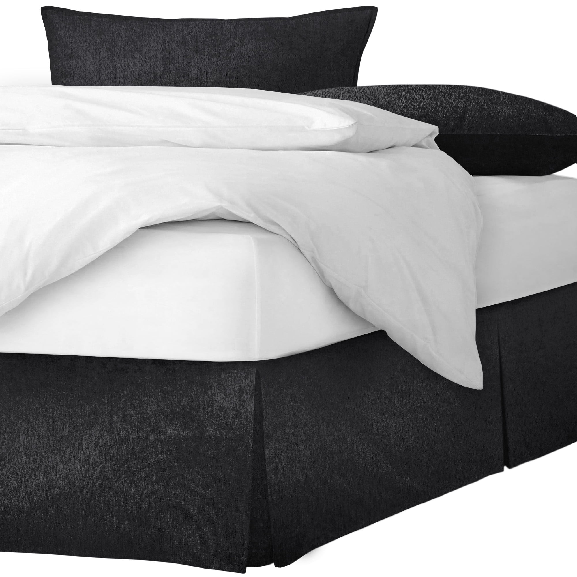 Juno Velvet Black Platform Bed Skirt Californina KIng 18" Drop ...