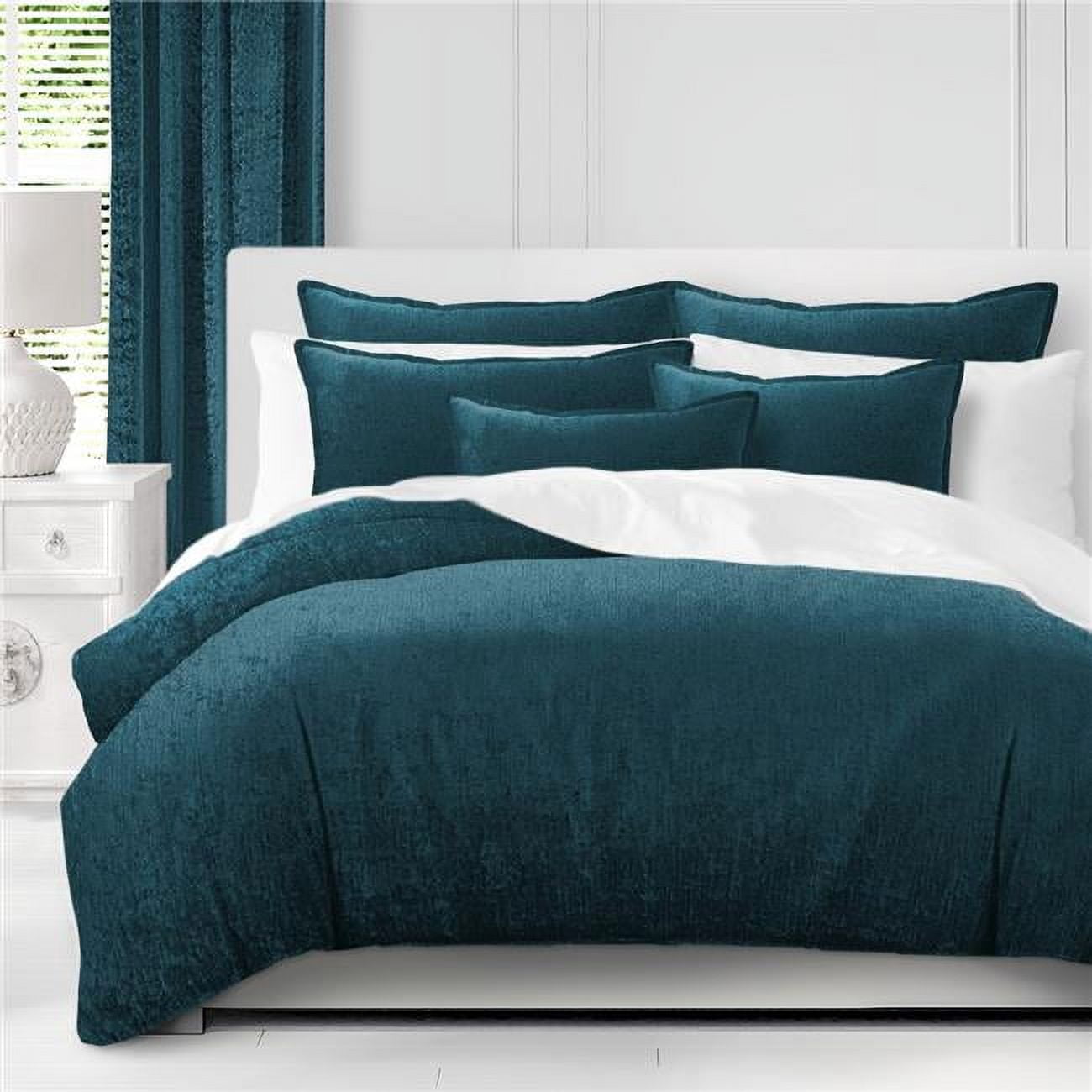 Juno Velvet Coverlet & 1 Pillow Sham Set, Laguna - Twin Size - 2 Piece ...