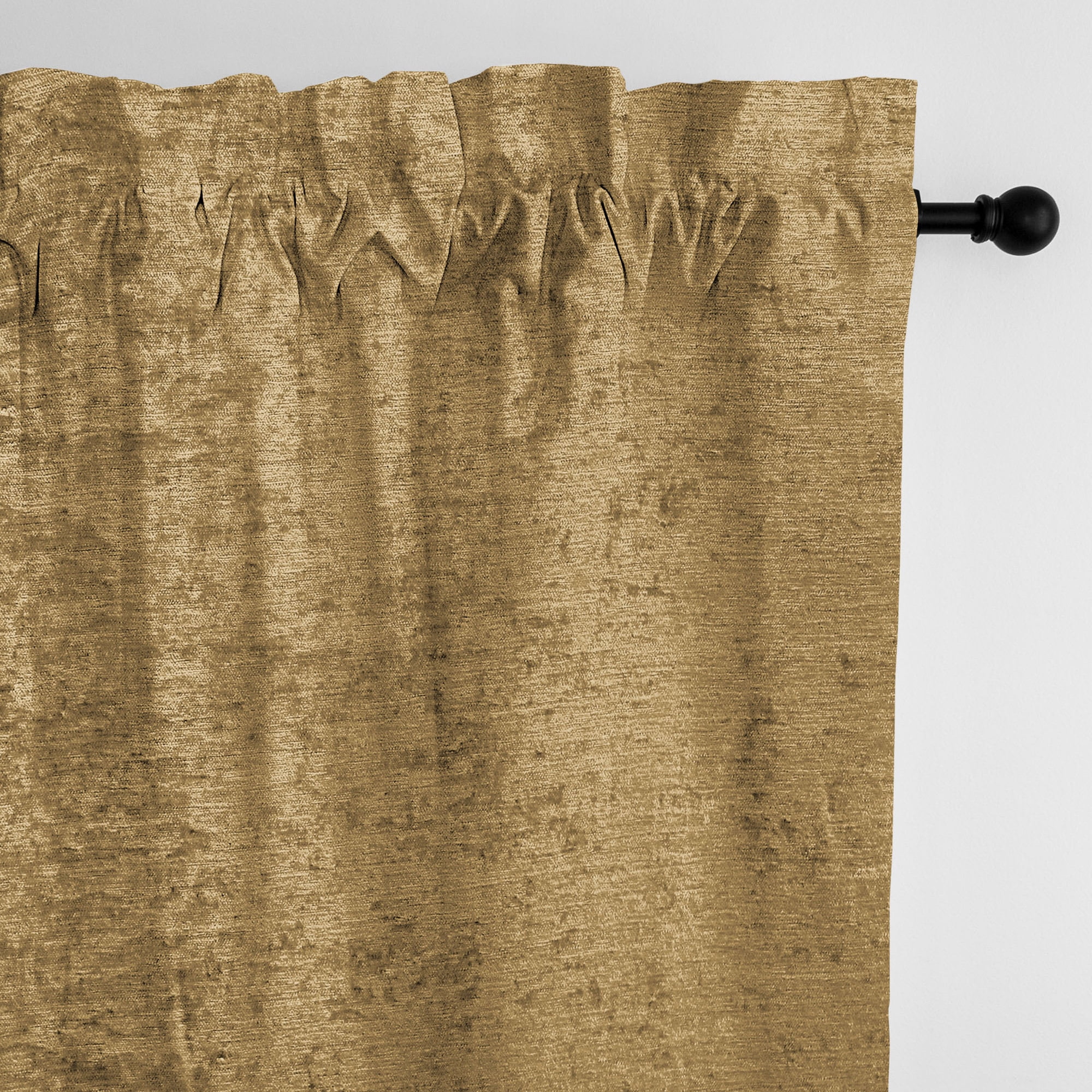 Juno Velvet Gold Pole Top Drapery Panel - Pair 50"x96" - Walmart.com