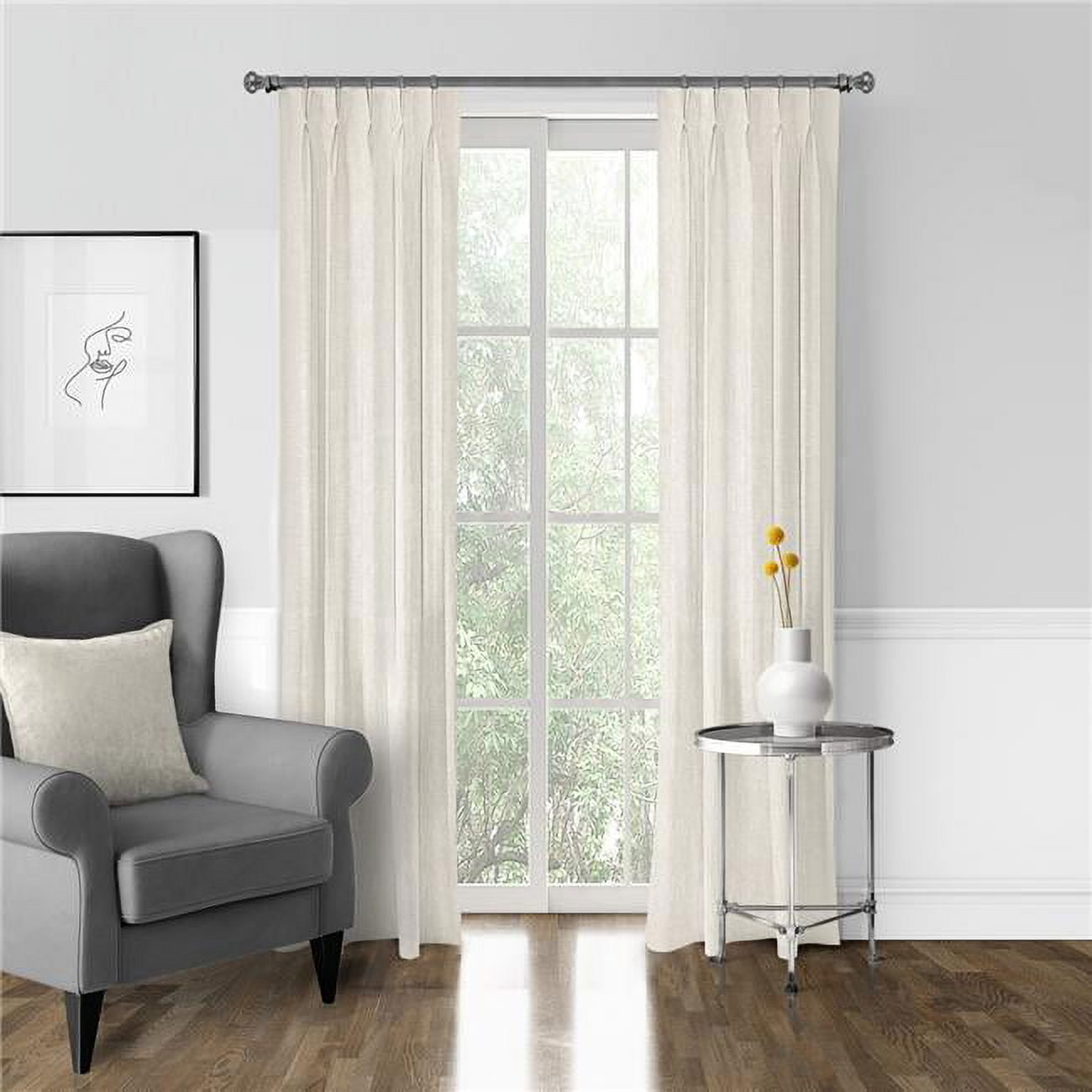 Juno Velvet Pinch Pleat Drapery Panel, Ivory - 40 x 144 in. - Pack of 2 ...