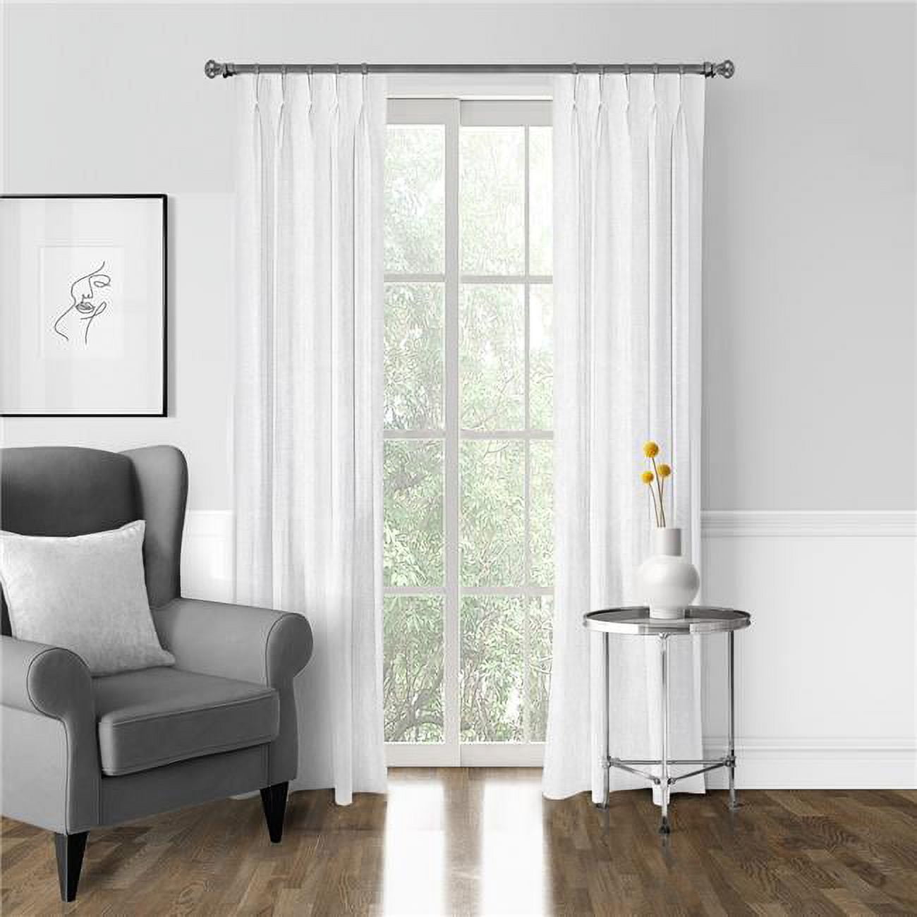 Juno Velvet Pinch Pleat Drapery Panel, White - 20 x 108 in. - Pack of 2 ...