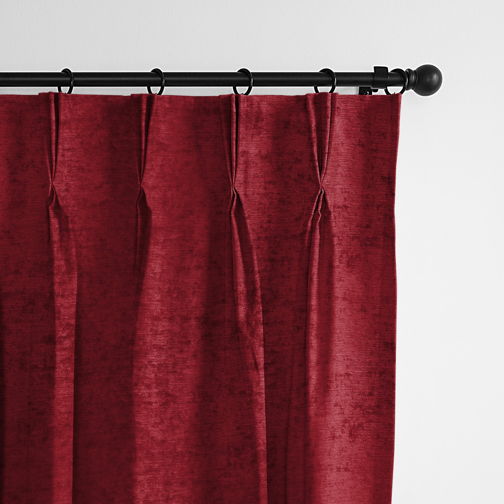 Juno Velvet Red Pinch Pleat Drapery Panel - Pair 20"x96" - Walmart.com