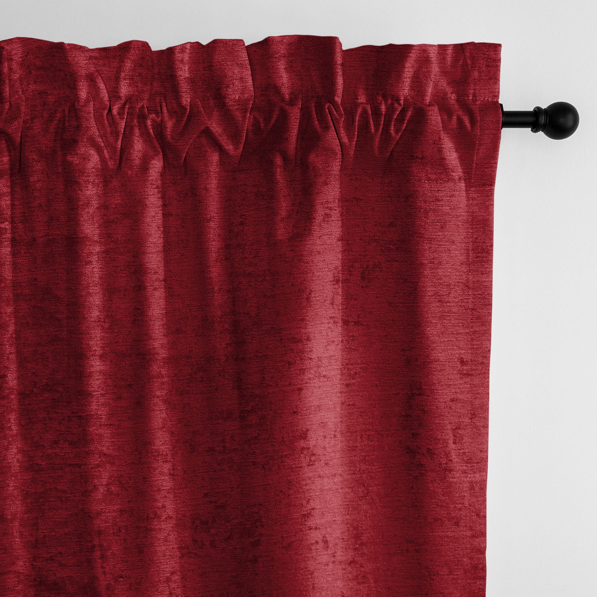 Juno Velvet Red Pole Top Drapery Panel - Pair 50"x96" - Walmart.com