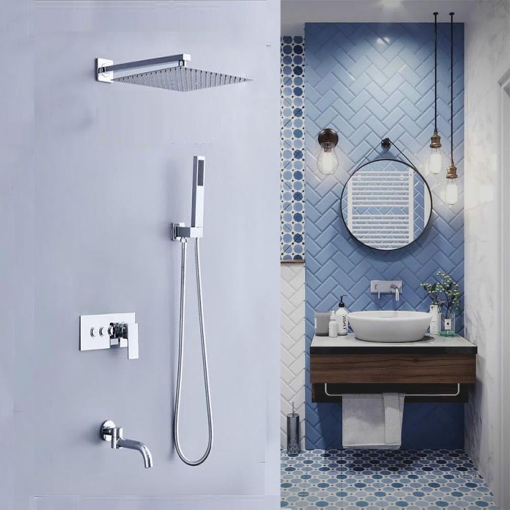 Juno Wall Mount Chrome Shower Set in 3-Way Water Function With ...