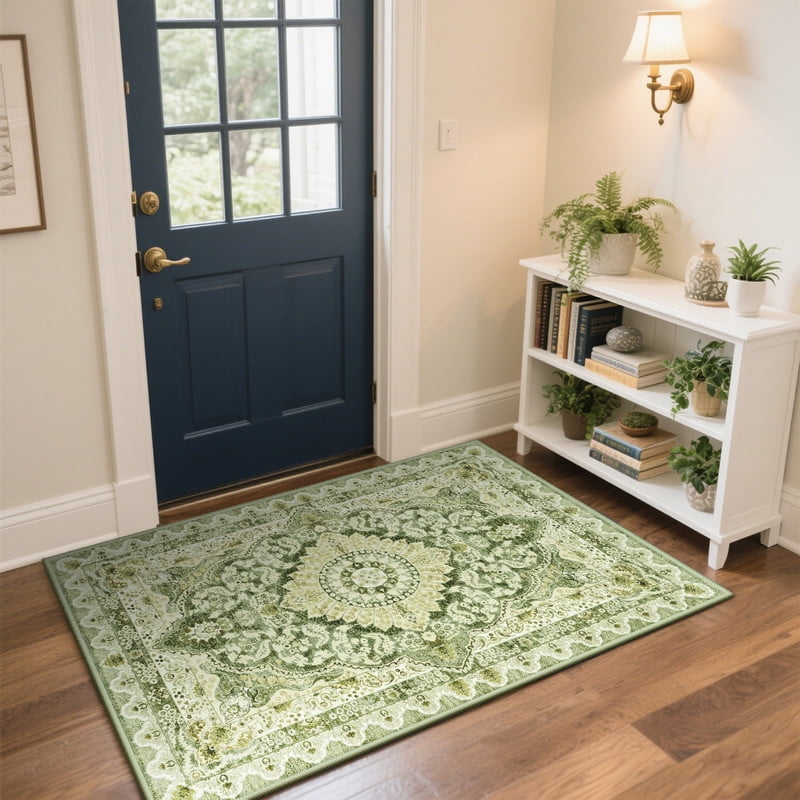 Junovo 2'x3'Rugs for Living Room Boho Rug Floor Carpet,Green - Walmart.com