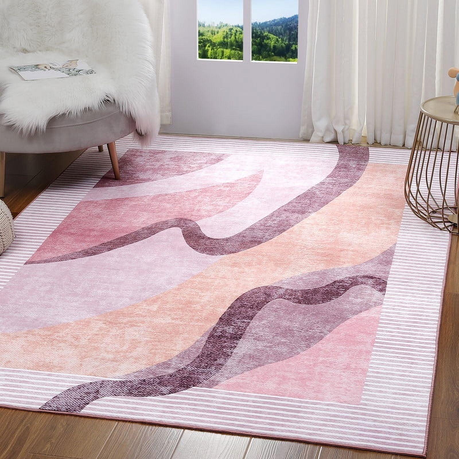 Junovo Abstract Rug Low-Pile Soft Rugs for Living Room Floor Carpet,5 ...