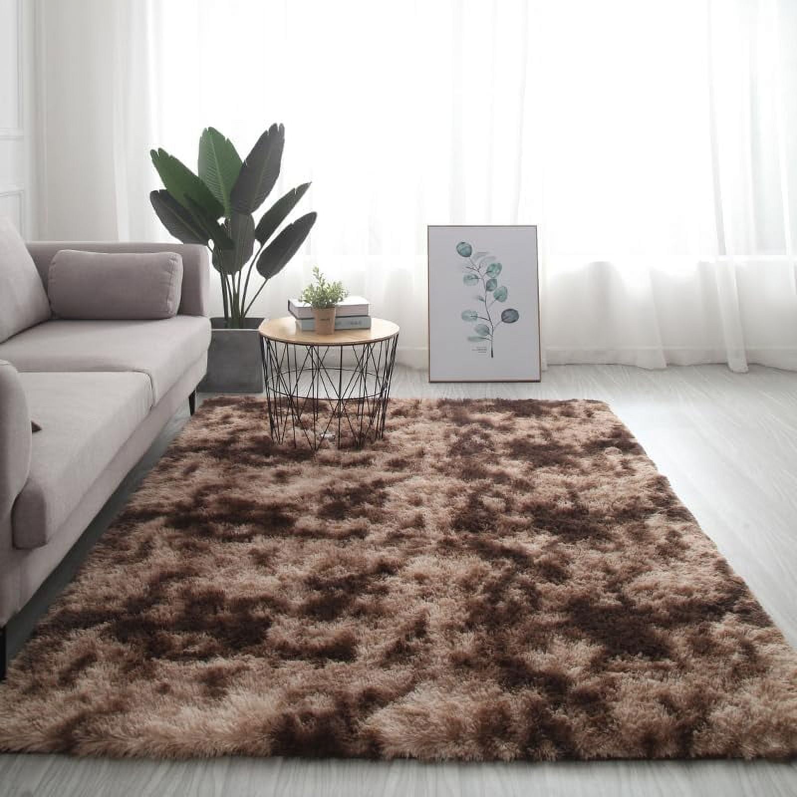 Junovo Luxury Velvet Shag Area Rug Modern Indoor Fluffy Rugs, Extra ...
