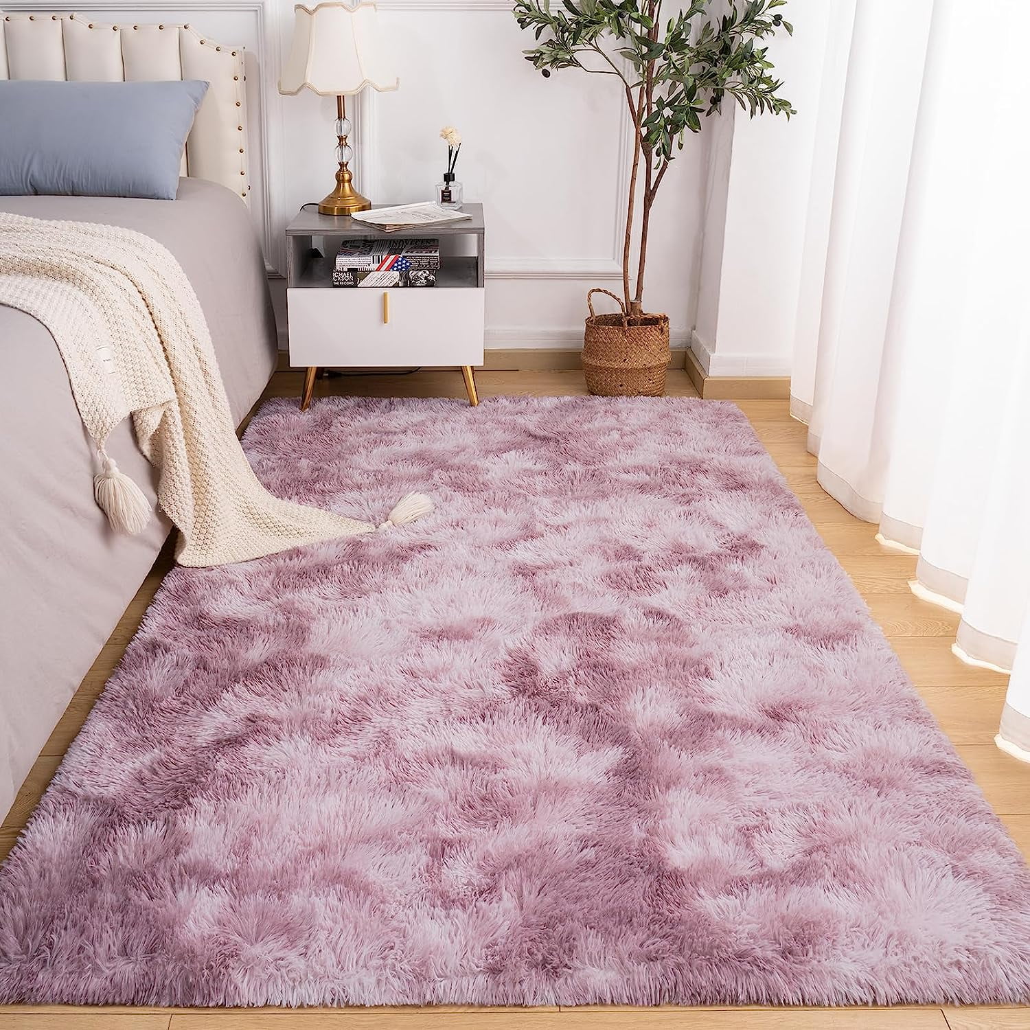 Junovo Luxury Velvet Shag Area Rug Modern Indoor Fluffy Rugs, Extra ...