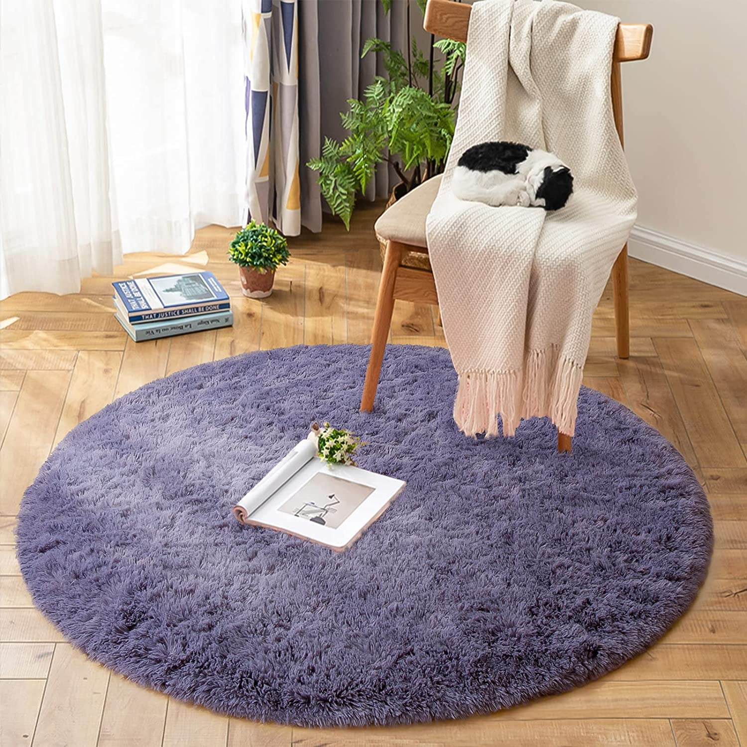 Junovo Round Fluffy Area Rugs For Kids Girls Princess Castle Plush ...