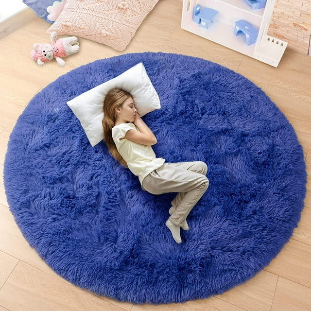 Junovo Round Fluffy Area Rugs For Kids Girls Princess Castle Plush ...