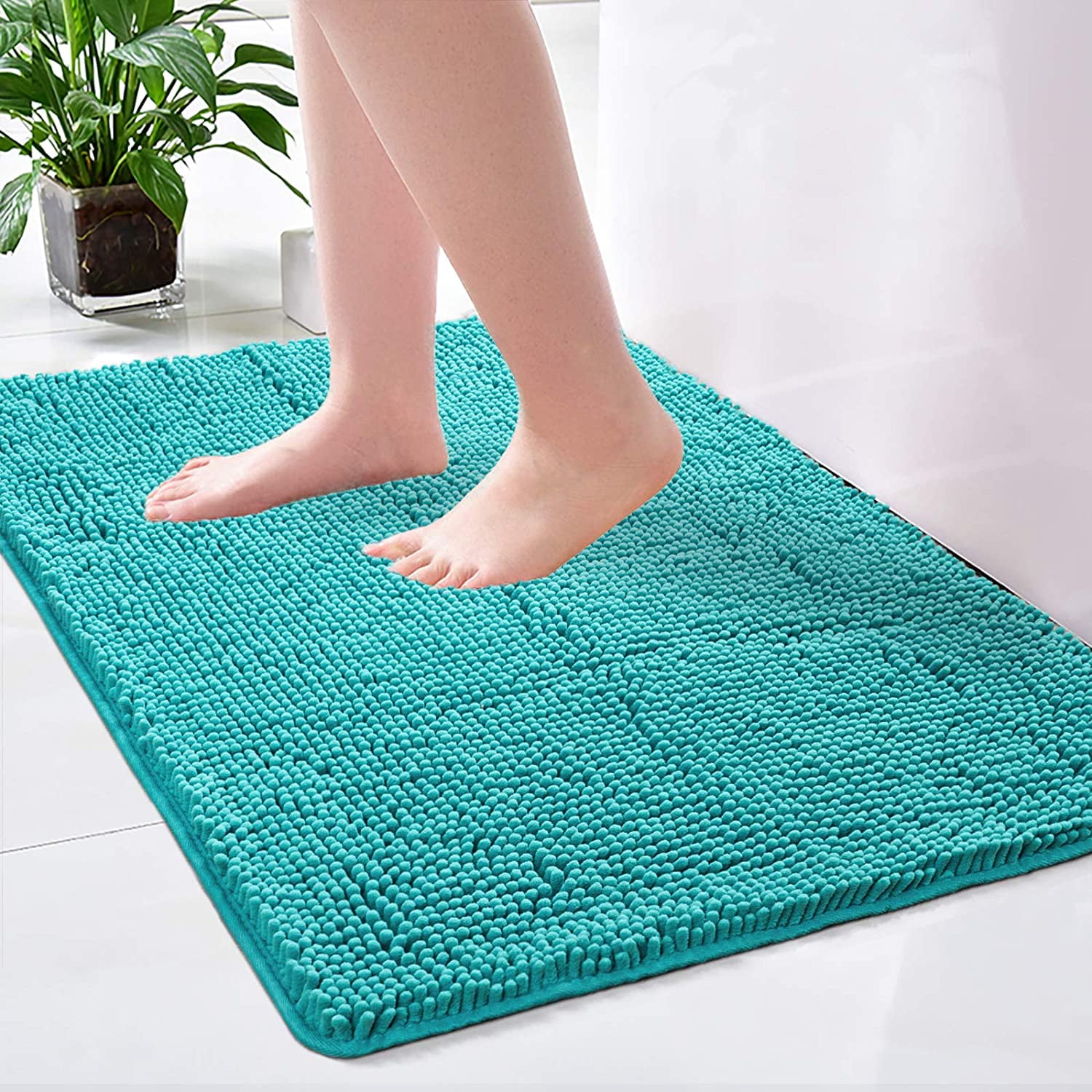 Junovo Quick Dry Chenille Bath Mat, 24"x36", Non-Slip, Absorbent, Plush ...