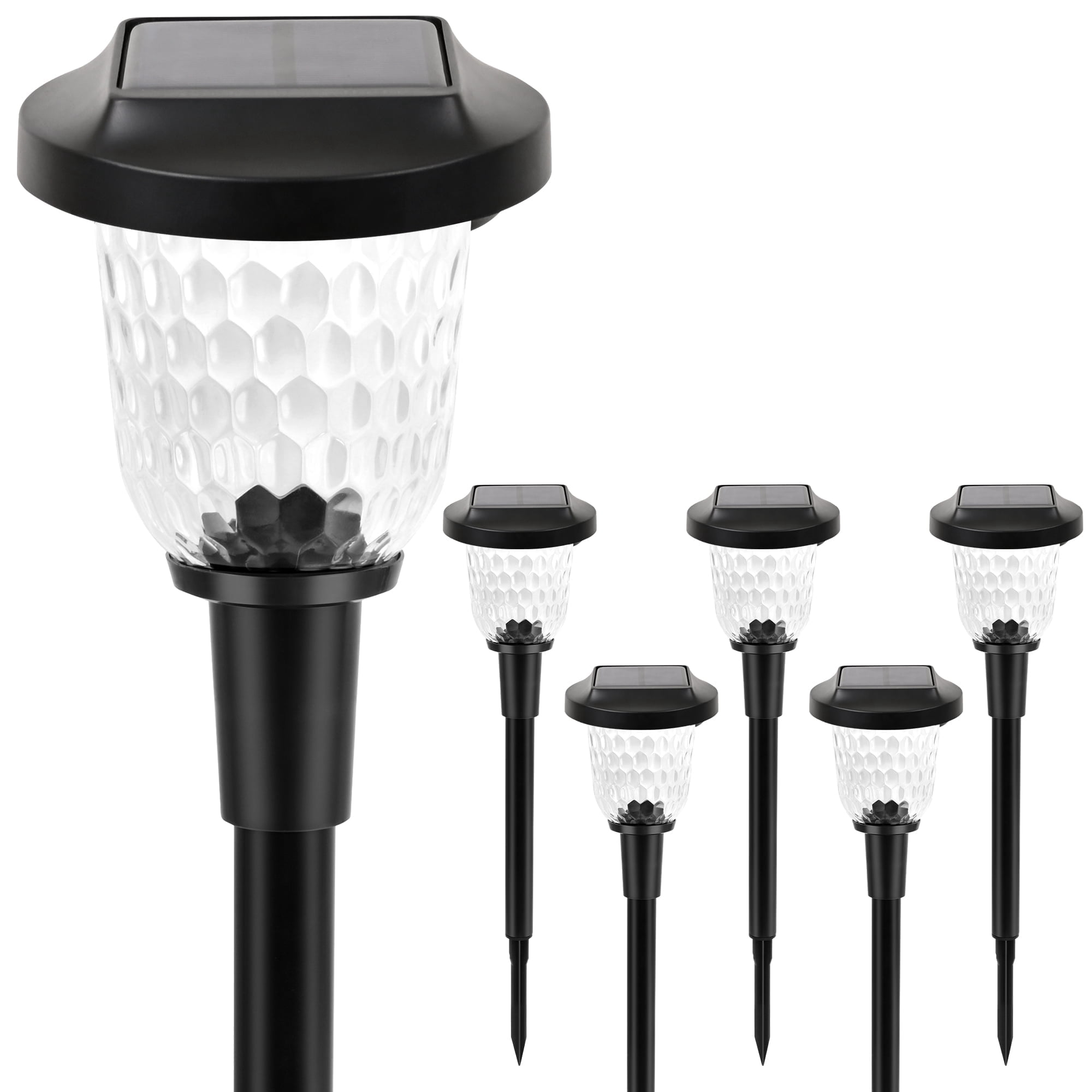 Junovo Solar Pathway Lights, 6 Pack, Waterproof, Stainless Steel, LED ...