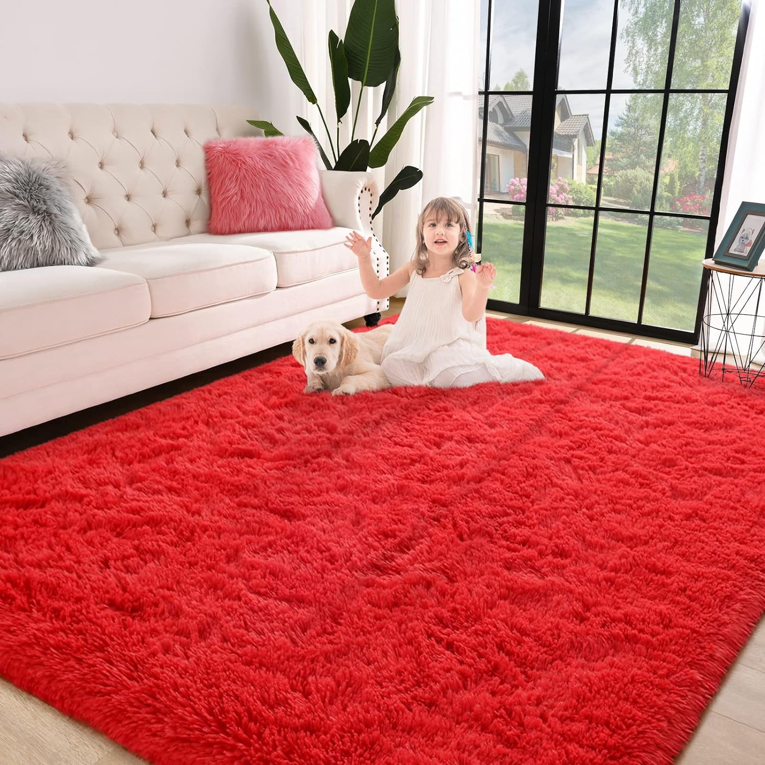 Junovo Super Soft Fluffy Area Rugs Modern Shag Rug for Bedroom Living ...