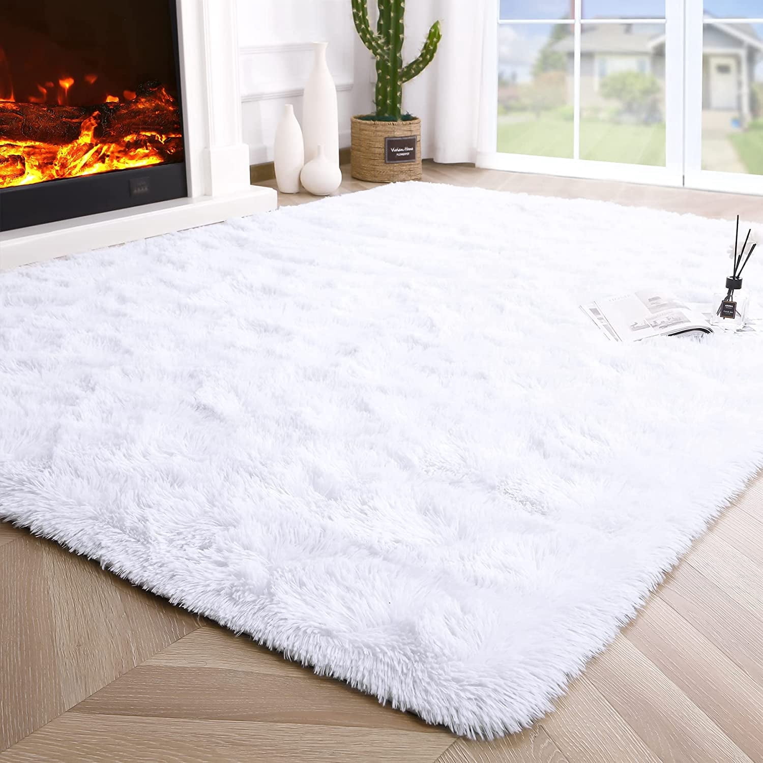 Junovo Large Comfy Shaggy Plush Cozy Area Rug, 6'x9', for Bedroom ...