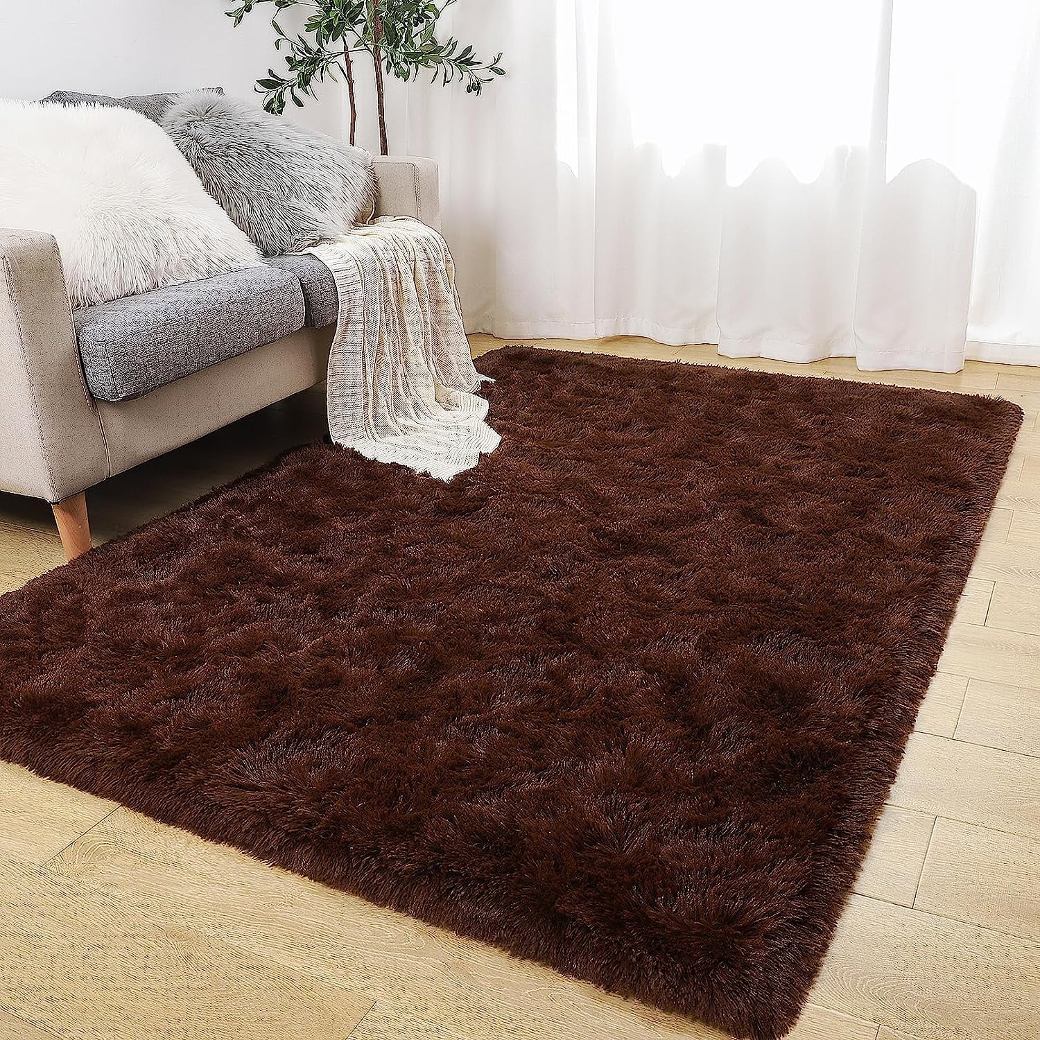Junovo Super Soft Fluffy Area Rugs Modern Shag Rug for Bedroom Living ...