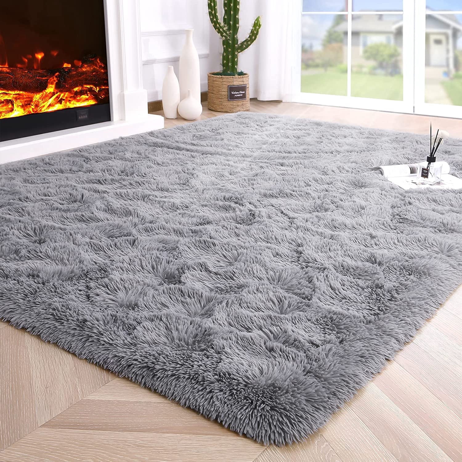 Junovo Super Soft Fluffy Area Rugs Modern Shag Rug for Bedroom Living ...