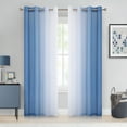 Junvictex Blue Ombre Crushed Chiffon Sheer Curtains 52"Wx84"L for ...