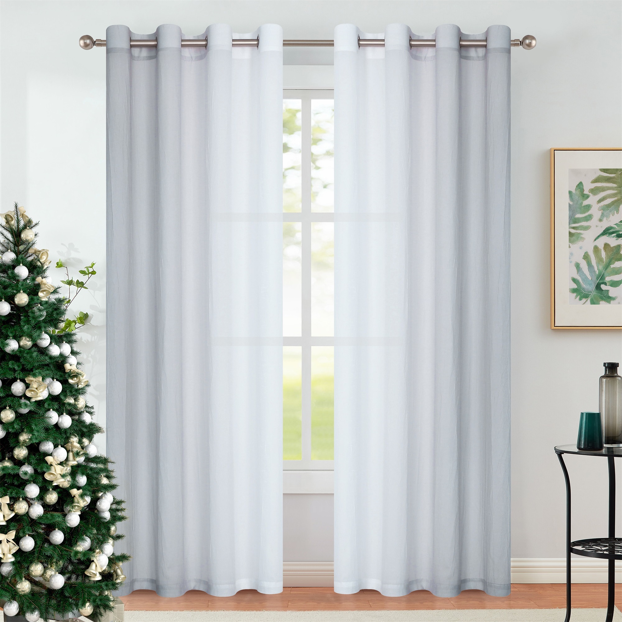 "Junvictex Ombre Chiffon Sheer Window Panels, Grey, 52""Wx95""L ...