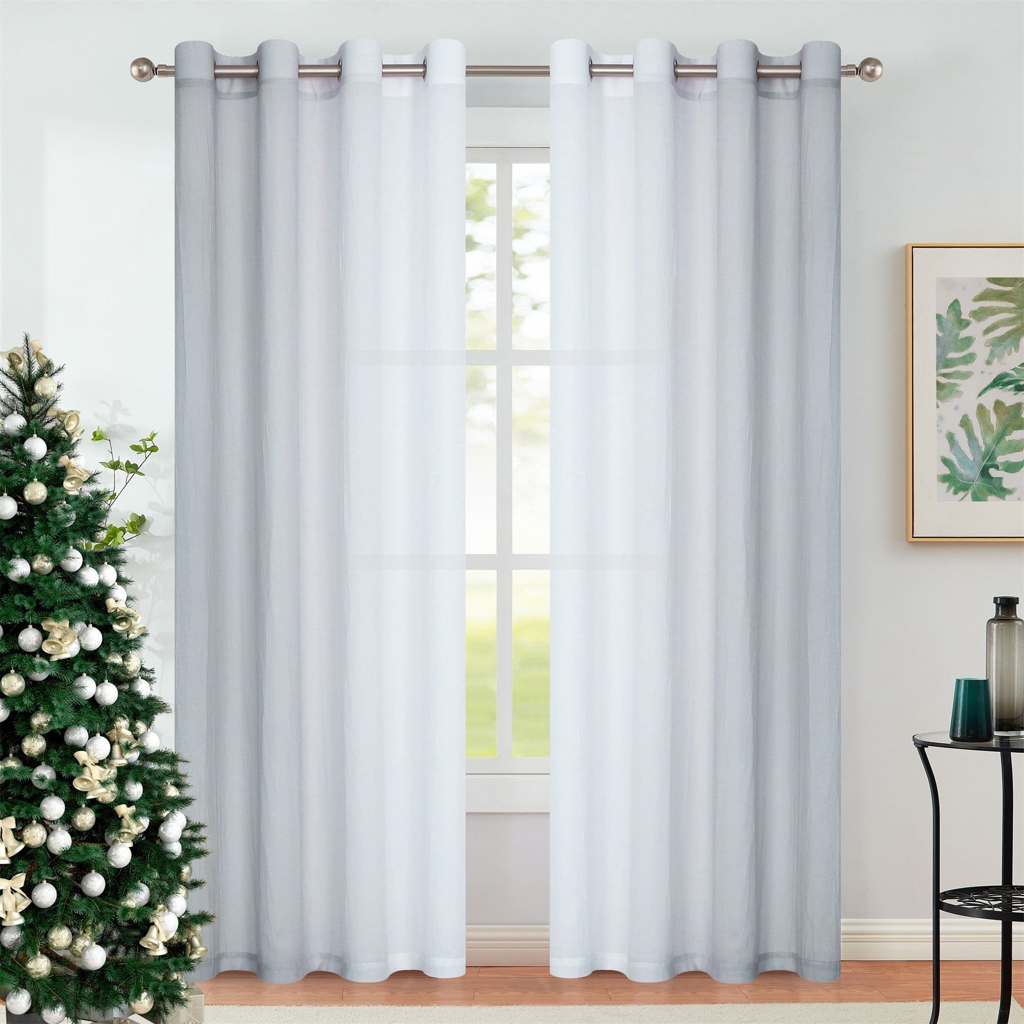 "Junvictex Modern Ombre Chiffon Sheer Grey Window Curtain Panels 52 ...